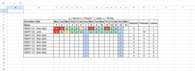 How to Create an Attendance Sheet in Google Sheets & Excel