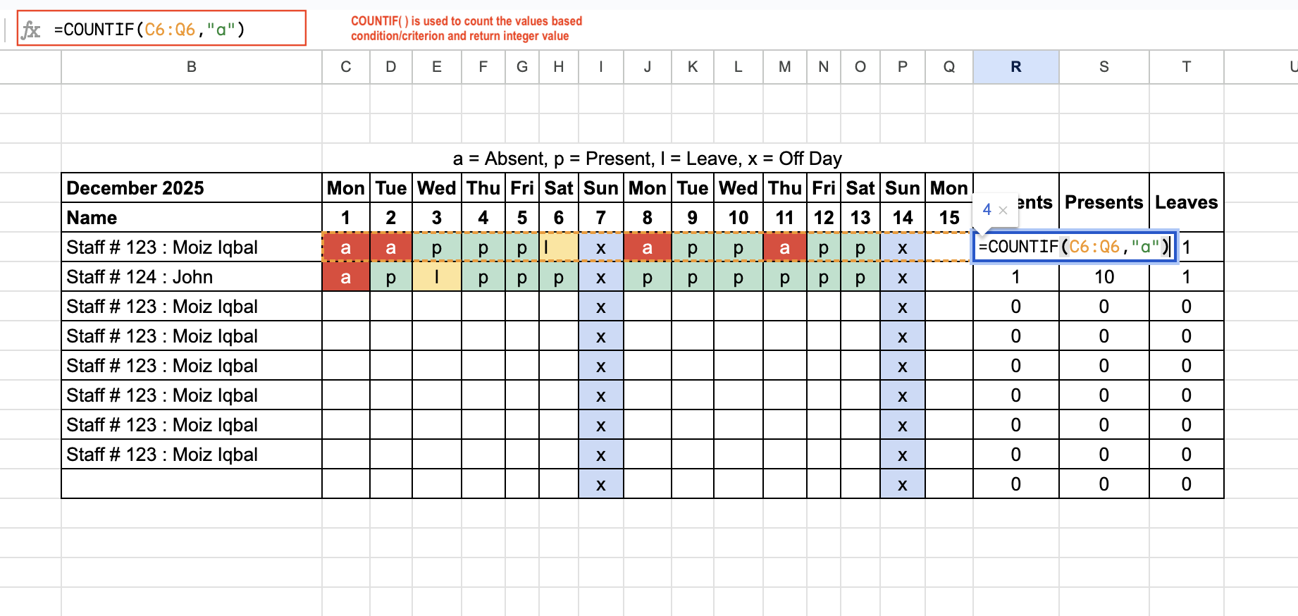 How to Create an Attendance Sheet in Google Sheets & Excel
